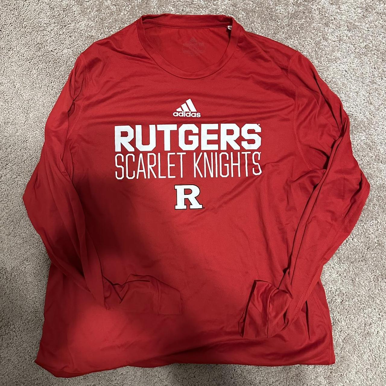 Adidas Rutgers Scarlet Knights red and white long... - Depop