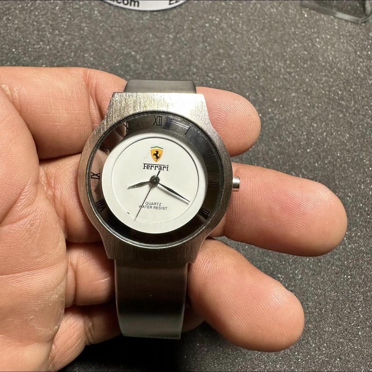 Ferrari unisex quartz watch silver tone white dial... - Depop