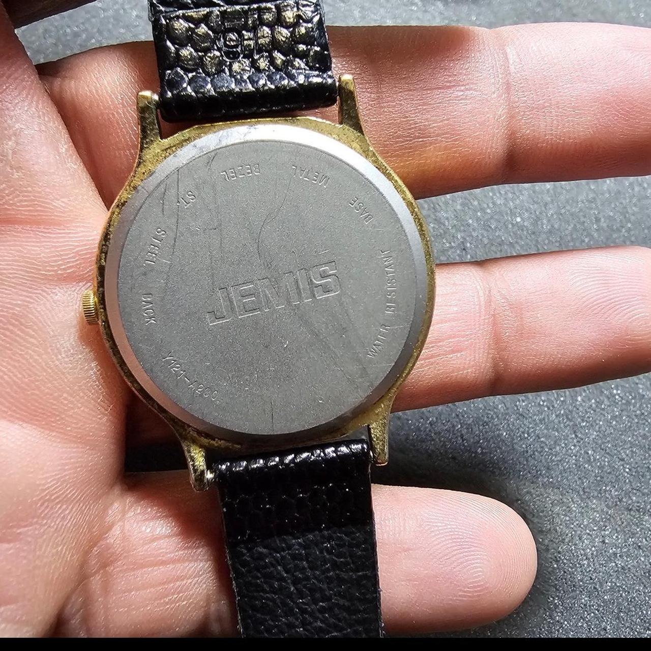 Vintage Jemis Mens Quartz Watch Gold Tone Black... - Depop