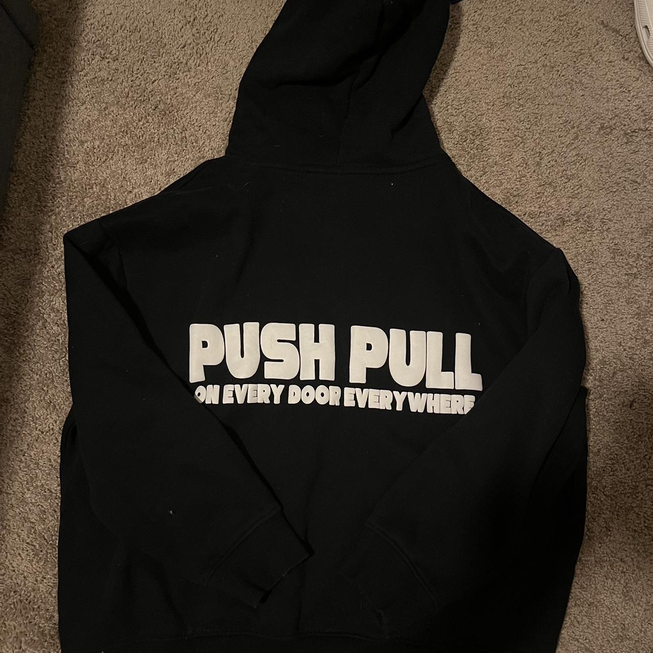 Push Pull Black Hoodie Size S/M - Depop