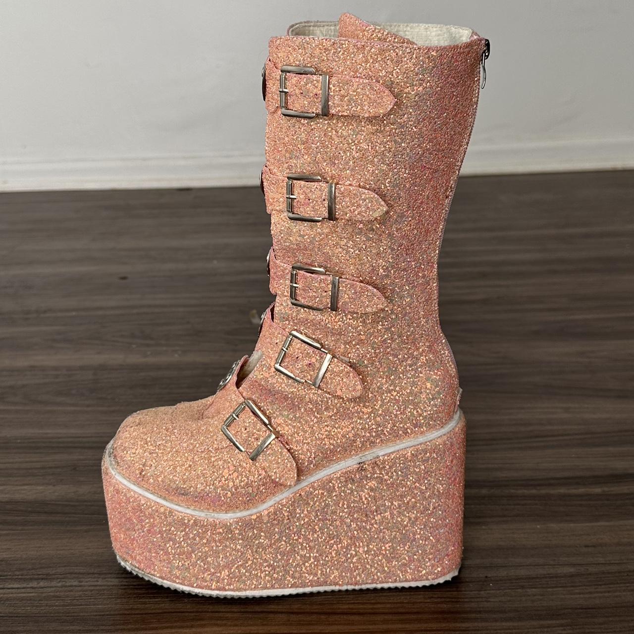 pink off brand platform Demonia’s worn a few times... - Depop