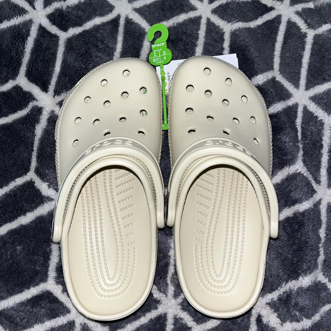 crocs in color bone size: j4. i wear a size 6.5... - Depop