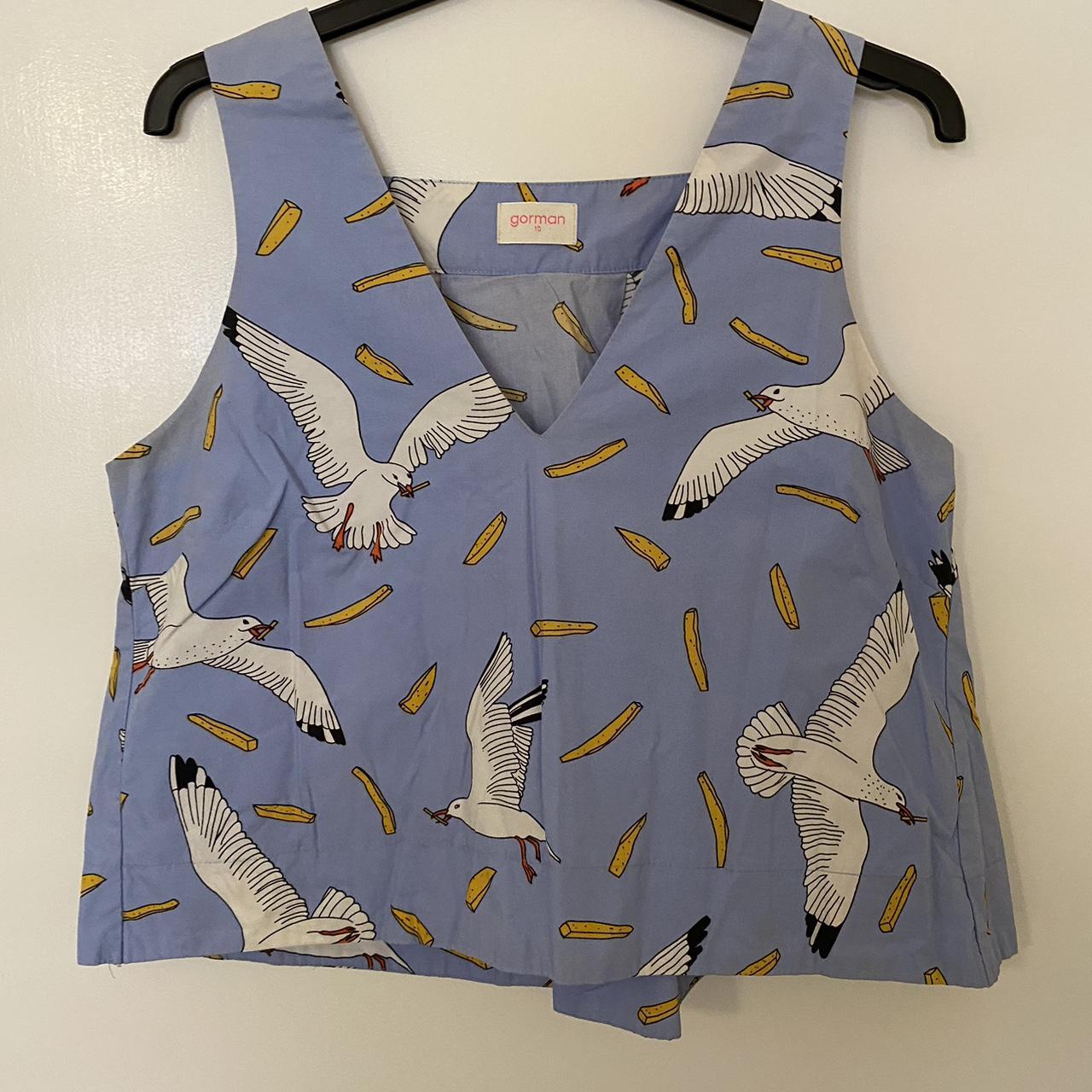 Gorman Women's Blue and White Top | Depop