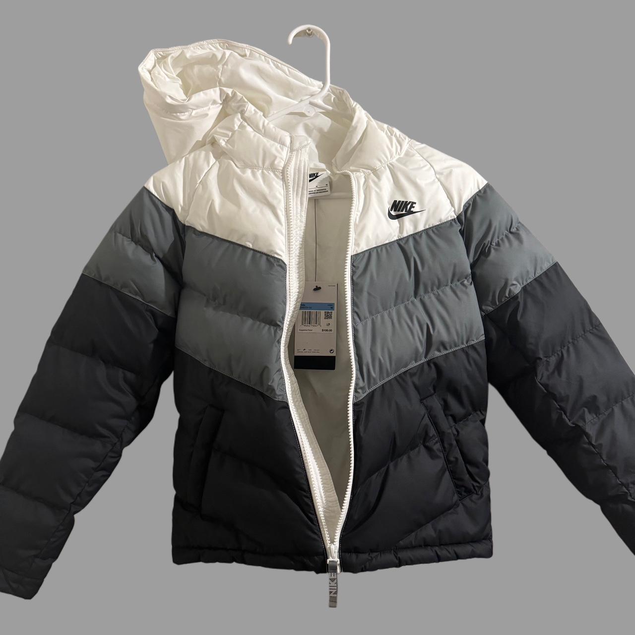 Kids Medium Nike black and white puffer... - Depop