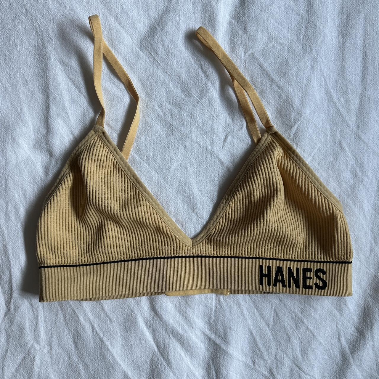 Hanes Bralette ribbed cotton adjustable... - Depop