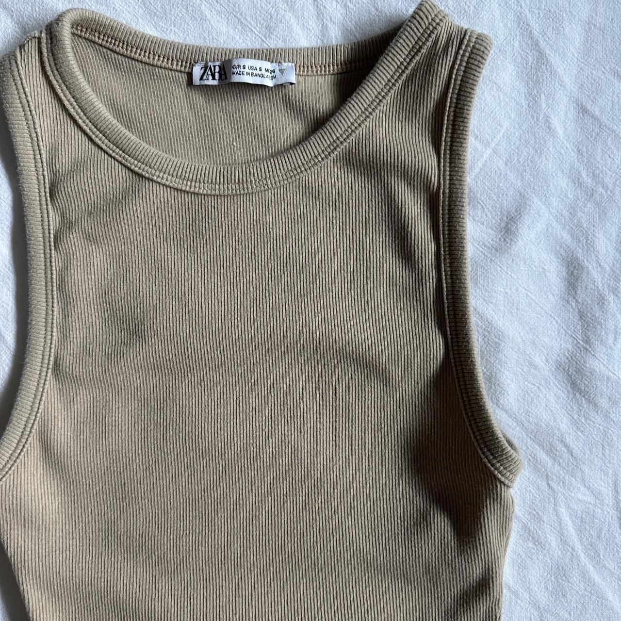 Zara Crop Top ribbed tank color better depicted in... - Depop