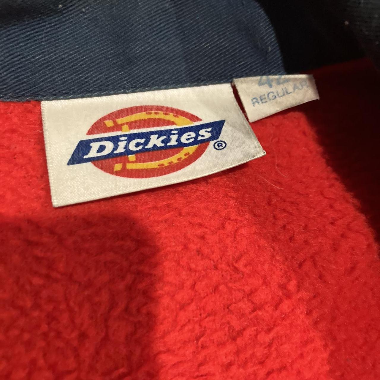 Vintage Navy Blue Dickies Jacket. Red sherpa... - Depop