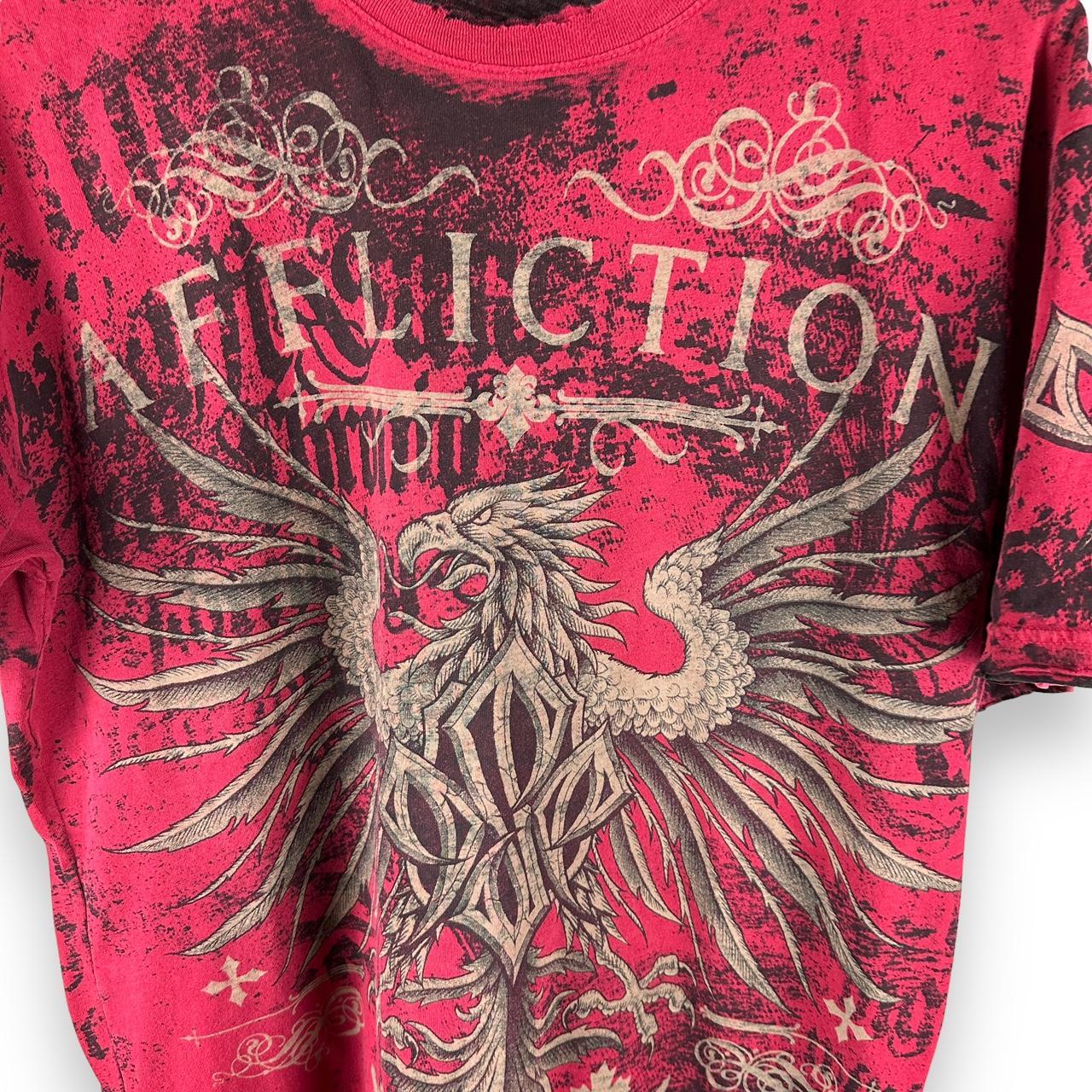 Affliction Men's Red T-shirt | Depop