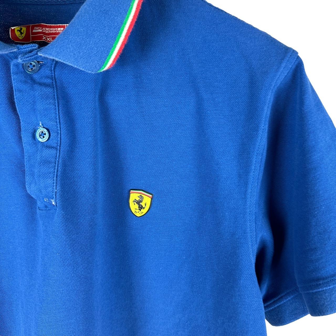 Mens Y2K Scuderia Ferrari Car Enthusiasts Blue Polo... - Depop