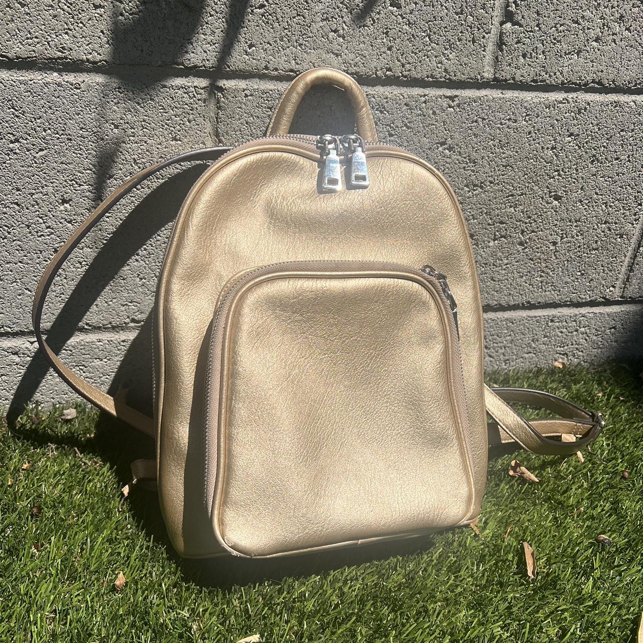 Gold mini backpack! Slightly used but good condition... - Depop