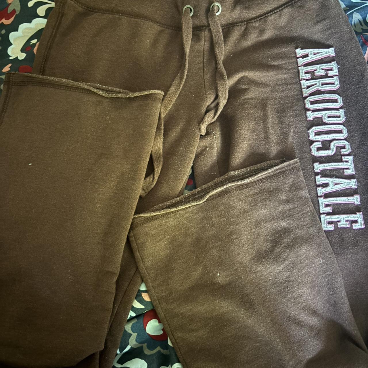Burgundy and white Aeropostale low rise sweats.... | Depop