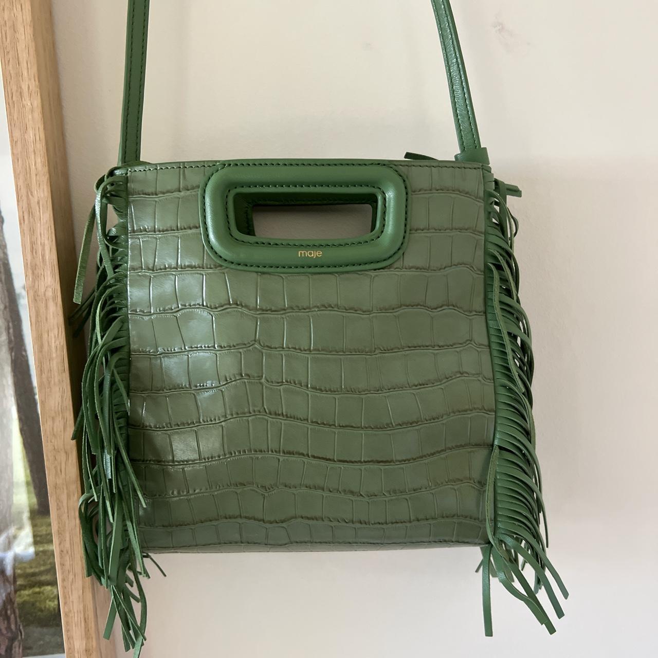 Maje Green Fringe Bag Worn twice Option to remove... - Depop