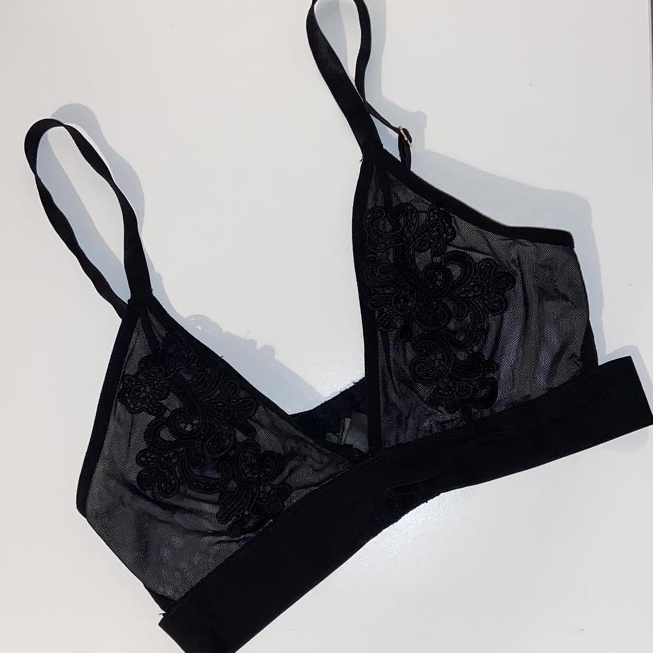 Mesh Floral Lace Detail Bralet Bra Size S Barely worn - Depop
