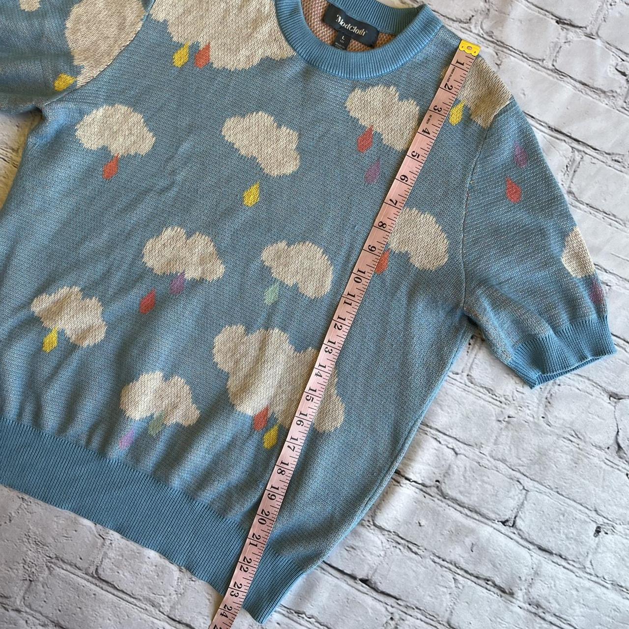 Modcloth Cloud Rainbow Raindrops Short Sleeve... - Depop