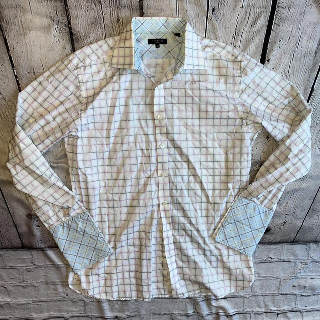 Ted Baker London 16.5 Plaid Pastel Dress Shirt... - Depop