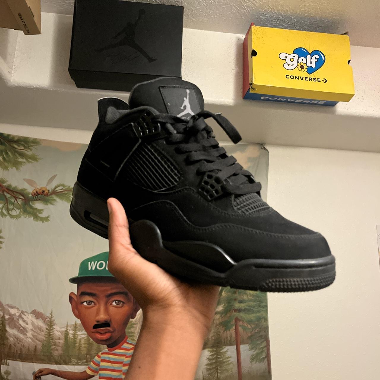 Used Jordan 4 black cats in a size 12 #jordans... - Depop