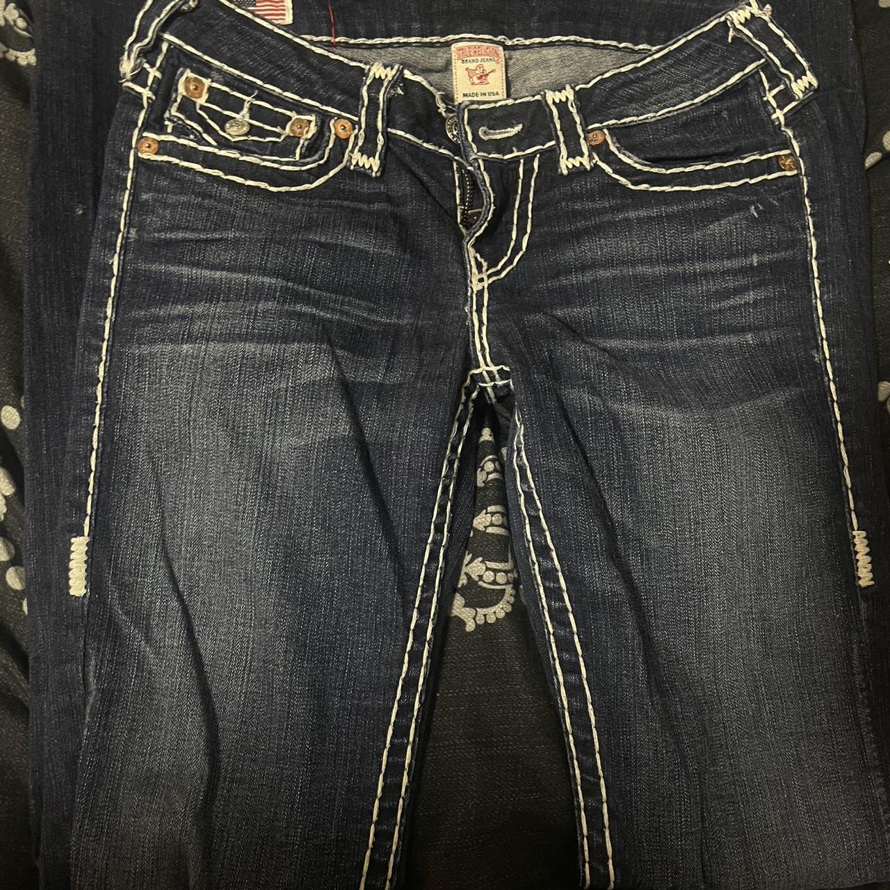 White stitch true religion bootcut jeans! - Depop