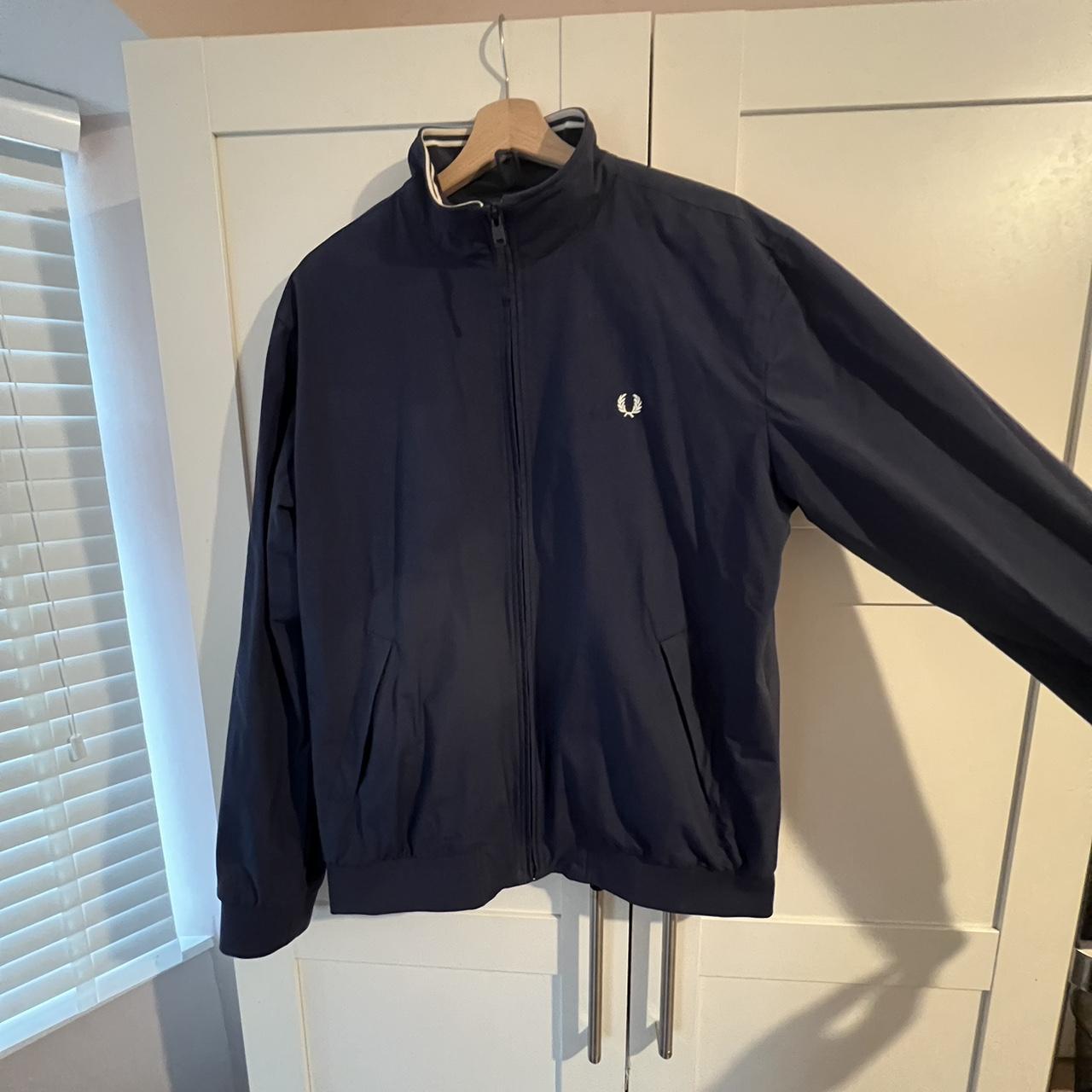 Fred Perry navy Harrington jacket - Depop