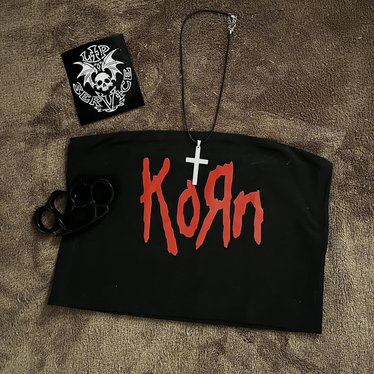 Black & red Korn band tube top custom by me! 🩸 Size:... | Depop