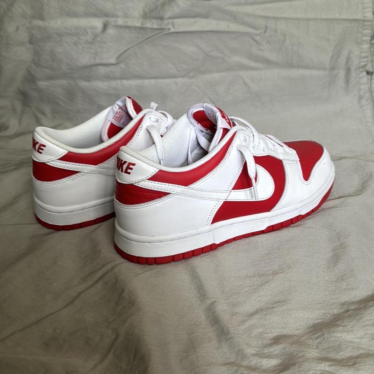 Red and White Nike Dunks Worn maybe once - Depop