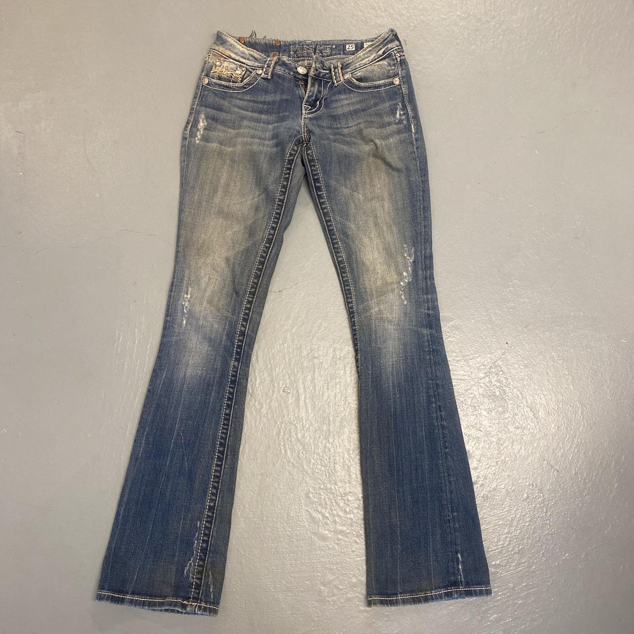 Grunge low rise flare Miss Me jeans! Tagged a size... - Depop