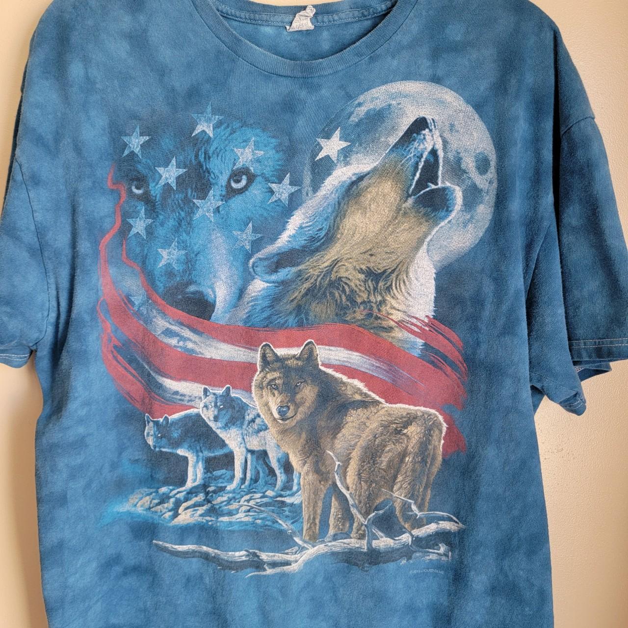Liquid Blue Wolf Shirt Size XL American Flag 4th of... - Depop