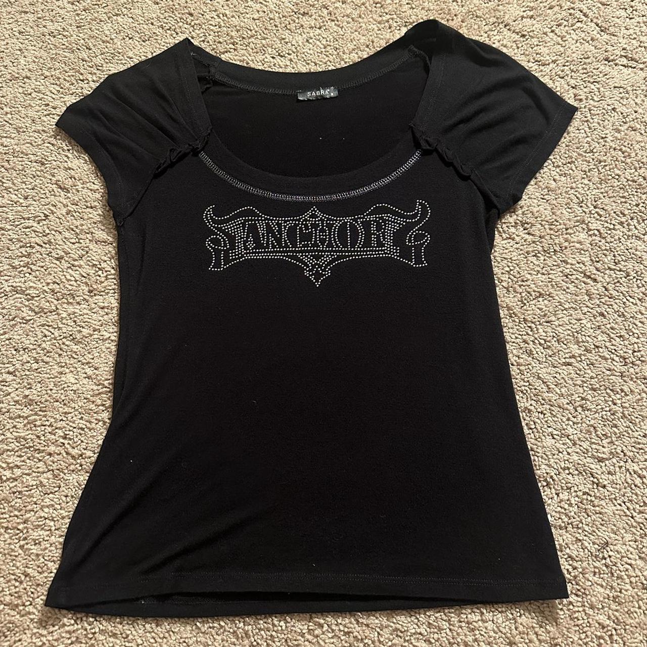 -Medium grunge punk bedazzled top (says... | Depop