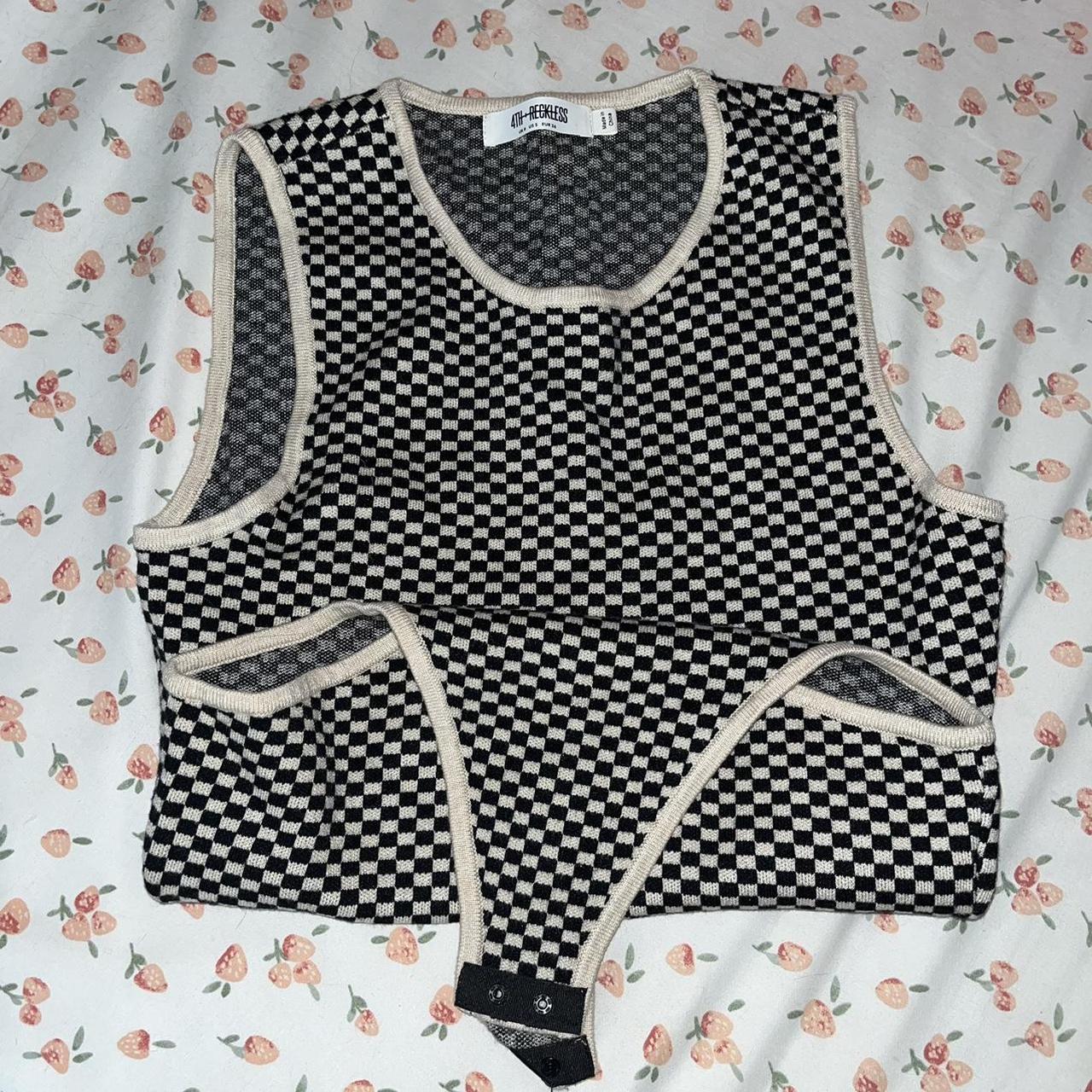 checker body suit, size s - Depop