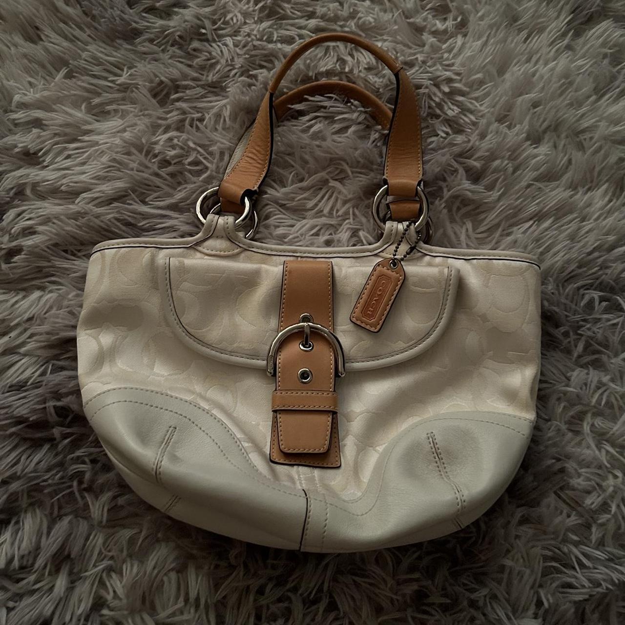 adorable real coach bag white barely... | Depop