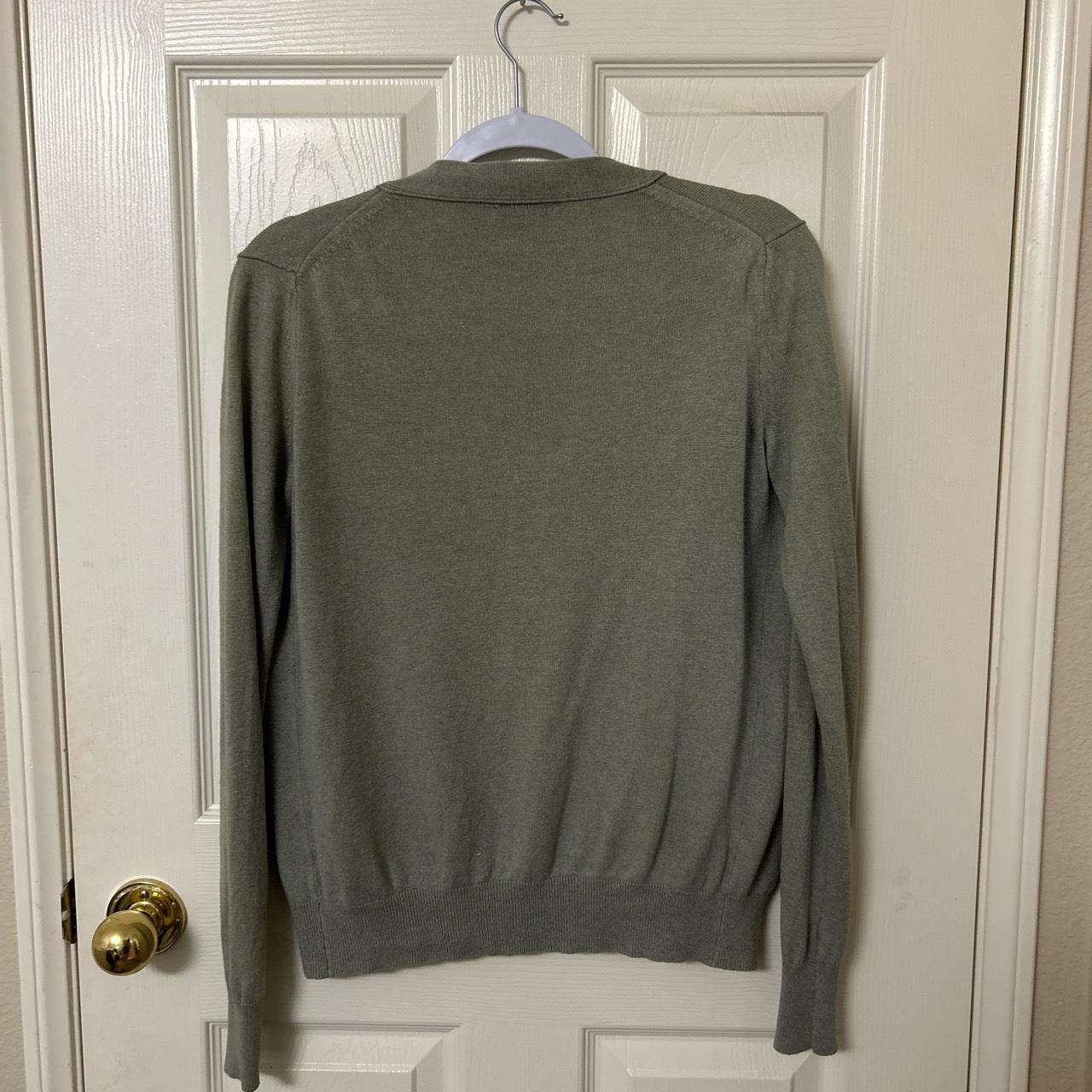 sage green cardigan with buttons size: small no... - Depop