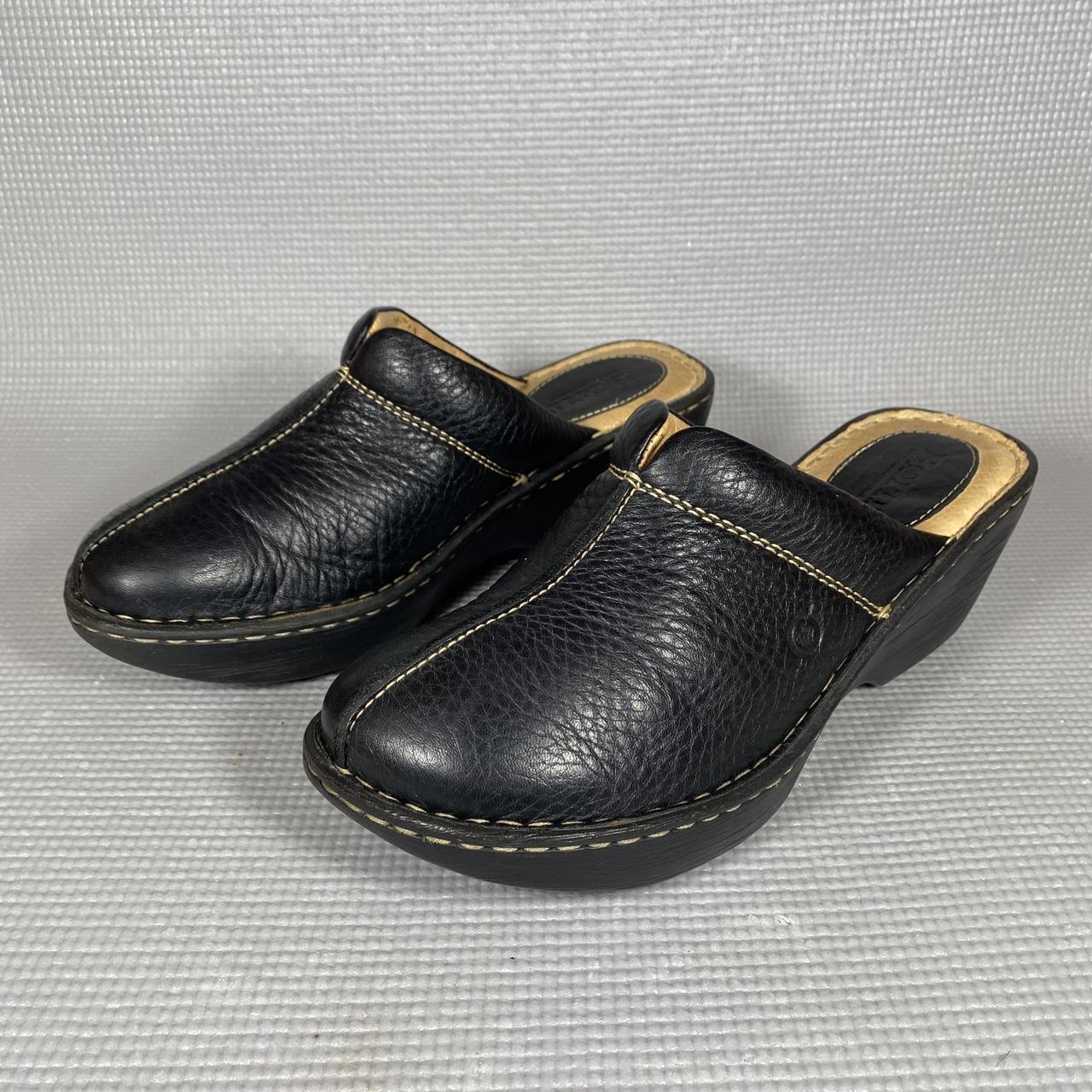 Born Black Soft Leather Miles Clogs Sz 8 Work Casual... - Depop