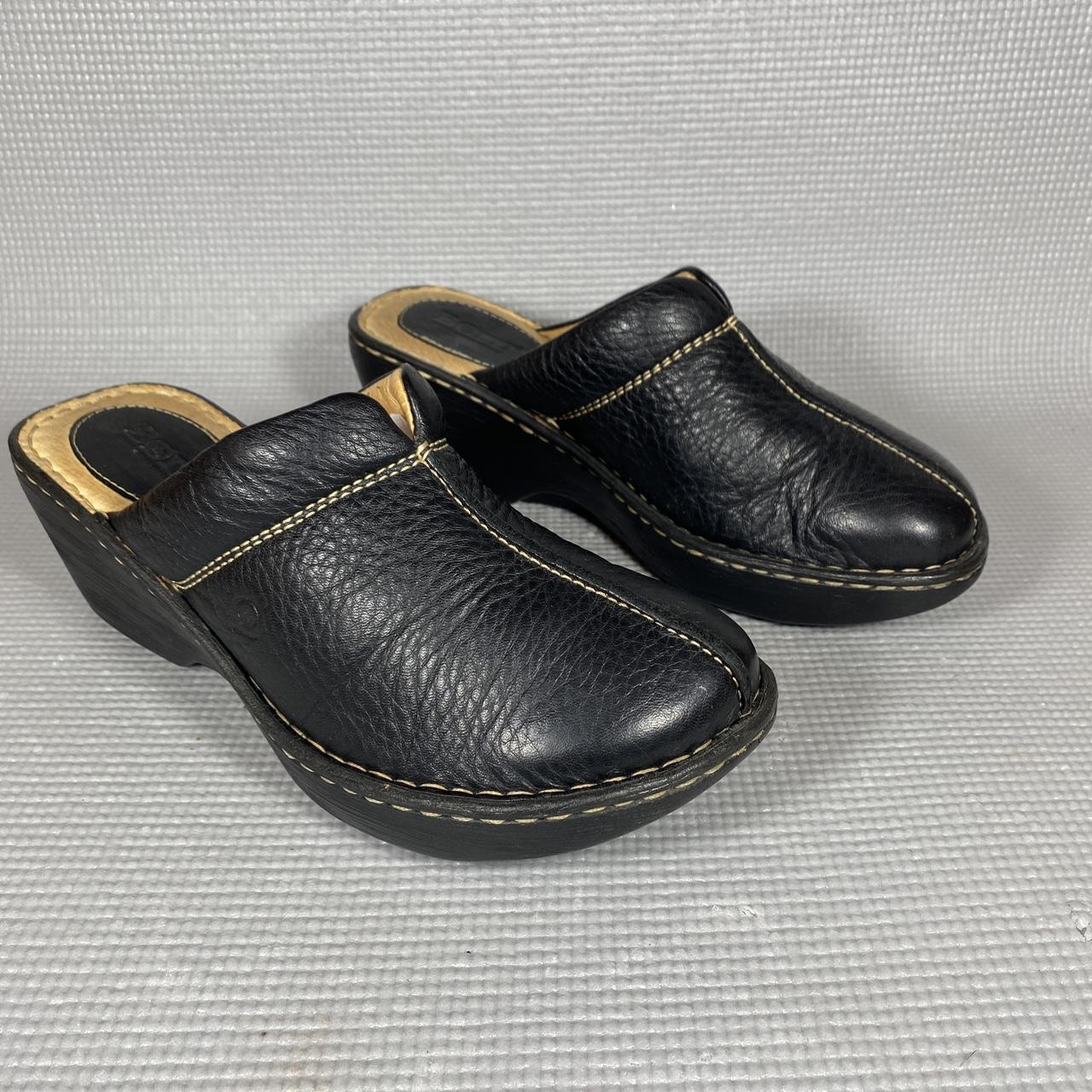 Born Black Soft Leather Miles Clogs Sz 8 Work Casual... - Depop