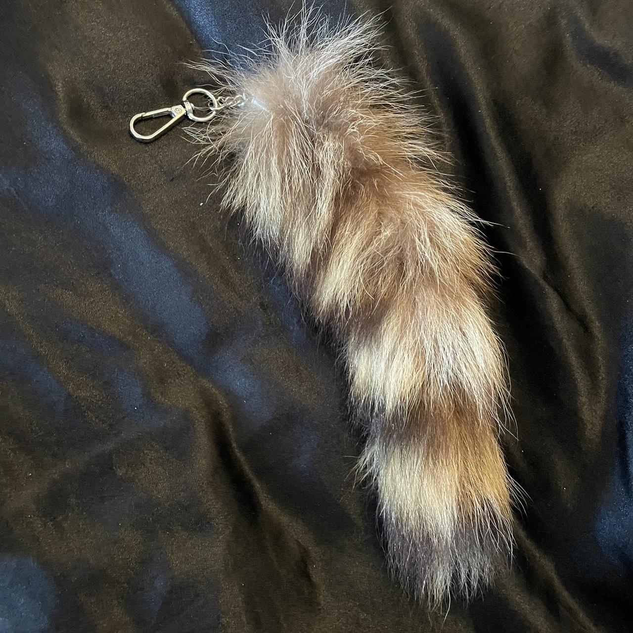 Brown and cream fox tail keychain #foxtail #keychain... | Depop