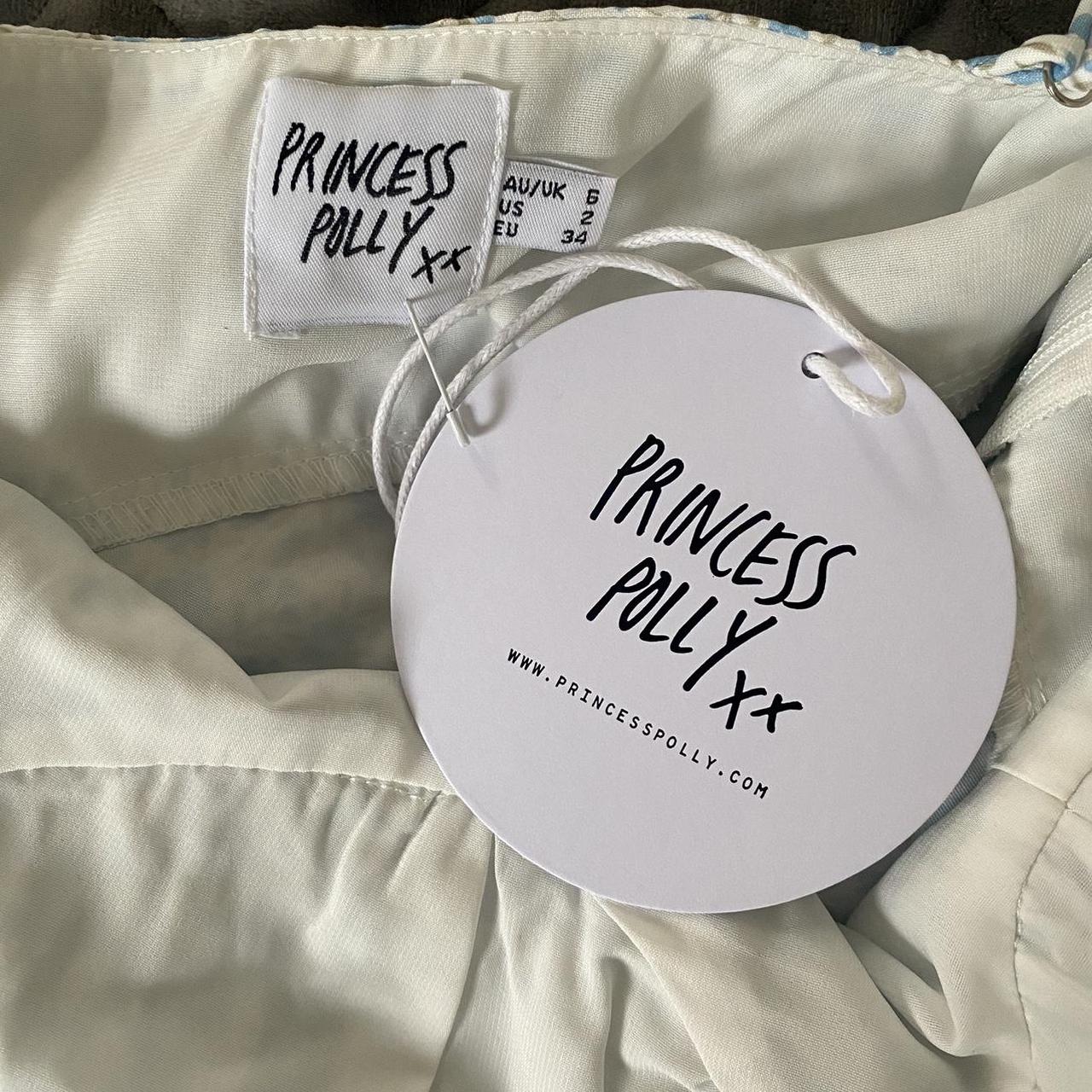 Princess Polly Women's White and Blue Dress | Depop