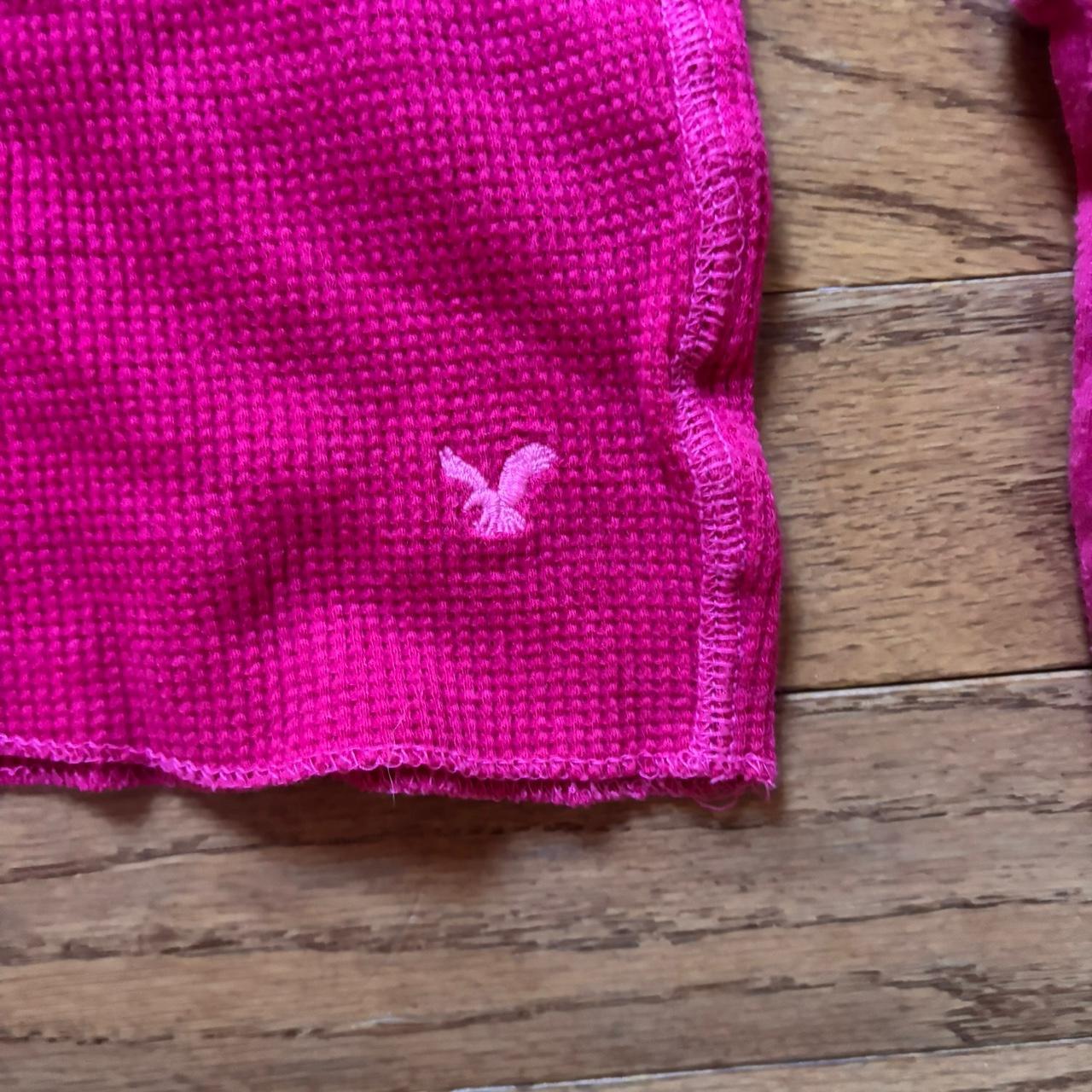 Old 2010s American Eagle pink henley button top long... | Depop