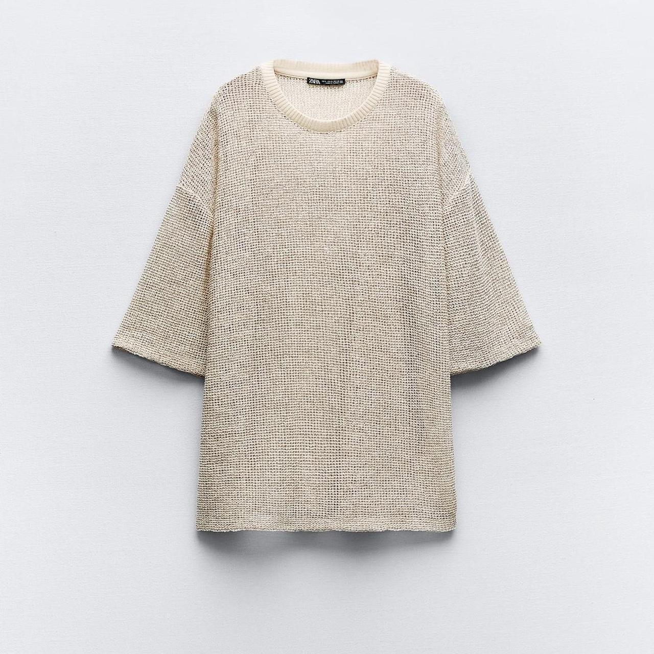 Zara Rustic Crochet Shimmer Sweater Top Medium NWT - Depop