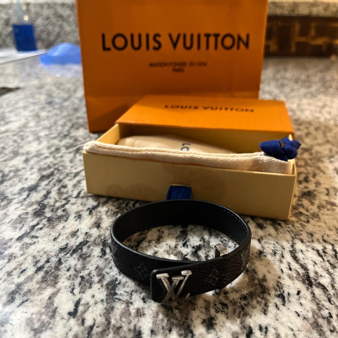 Louis Vuitton bracelet Black monogram Worn 3x Text... - Depop