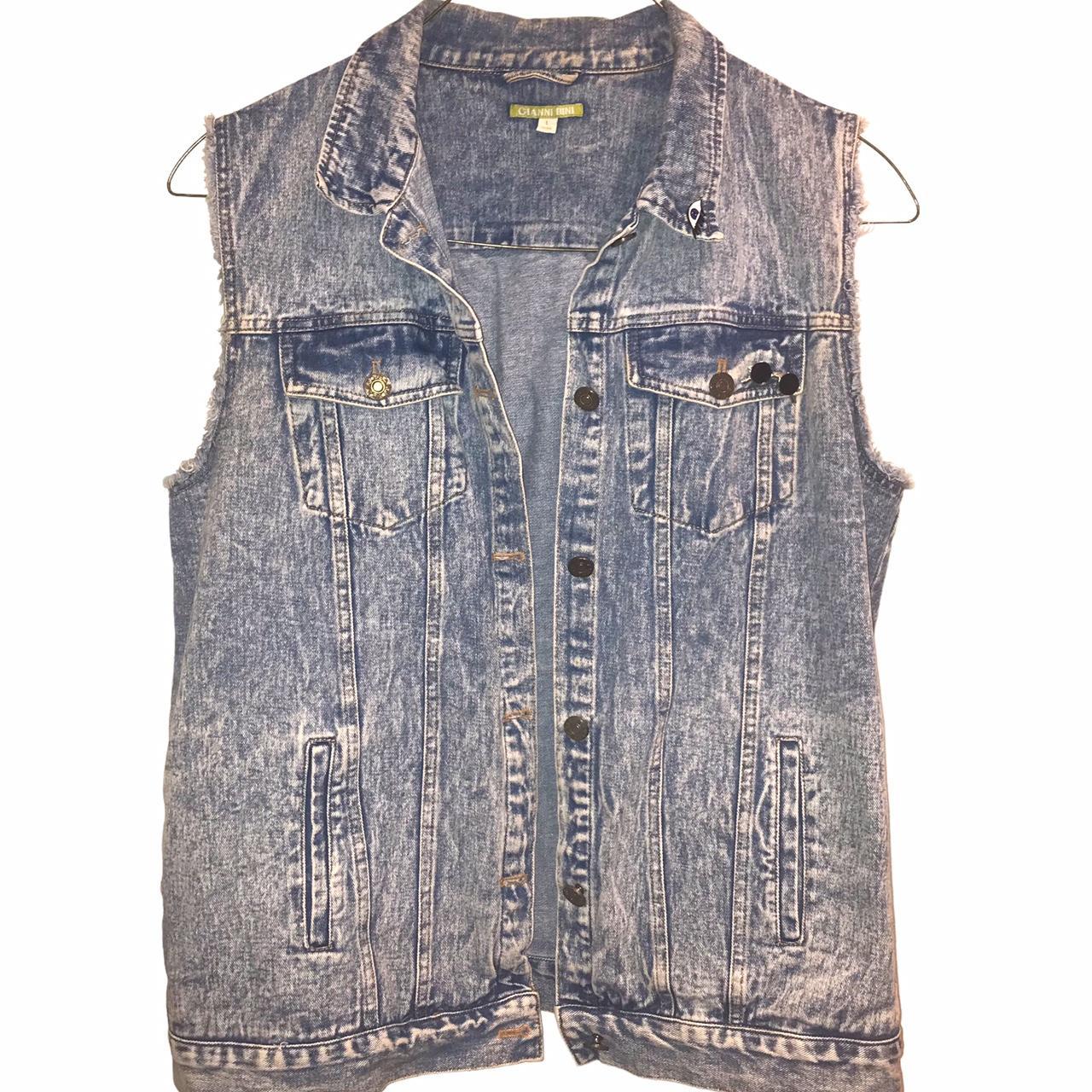 Vintage 90s Y2k Gianni Bini Denim Vest Acid Wash... - Depop