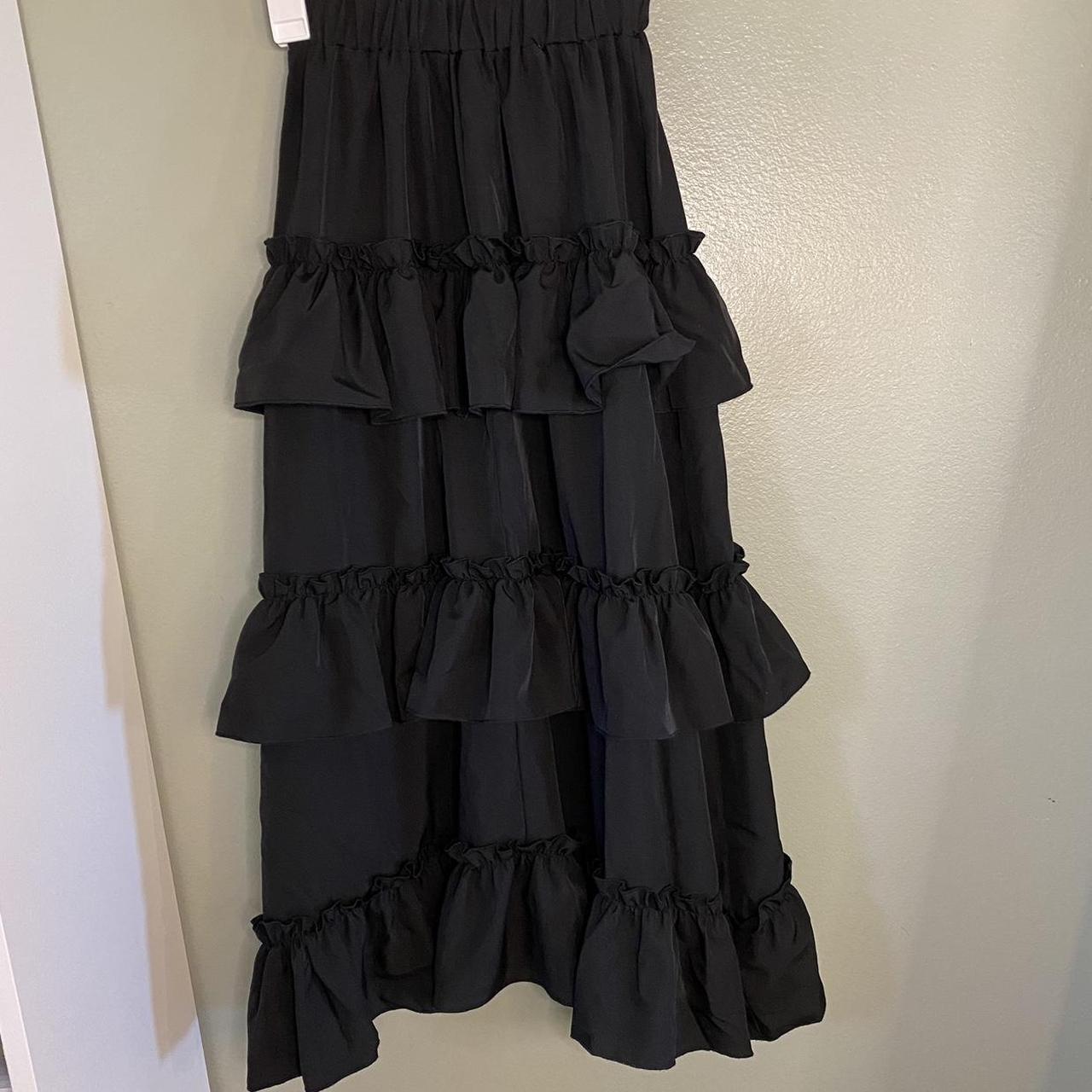 romwe long black tiered maxi skirt size xs - DEPOP... - Depop