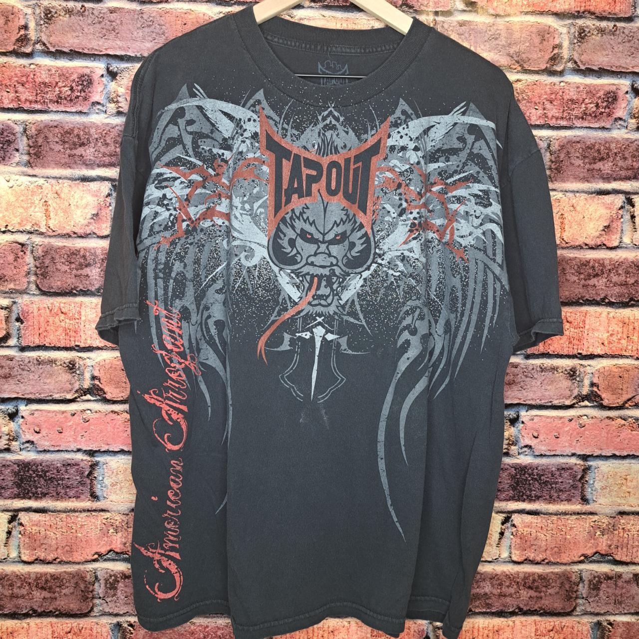 cyber y2k Tapout Brand All Over Print t shirt Size... - Depop