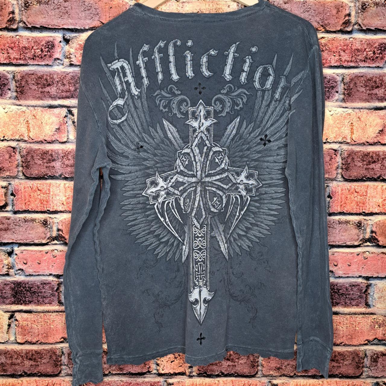 y2k Affliction Grunge Style Thermal Long Sleeve t... - Depop