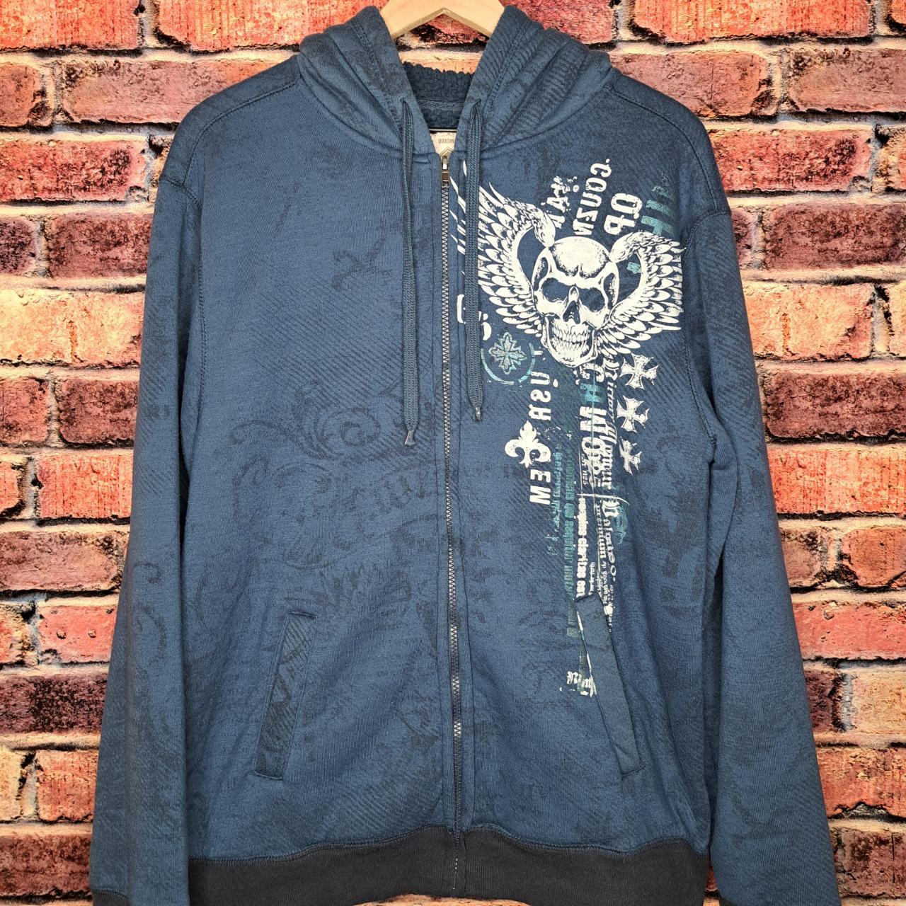 y2k Route 66 Gothic / Grunge Sherpa Lined Zip Up... - Depop