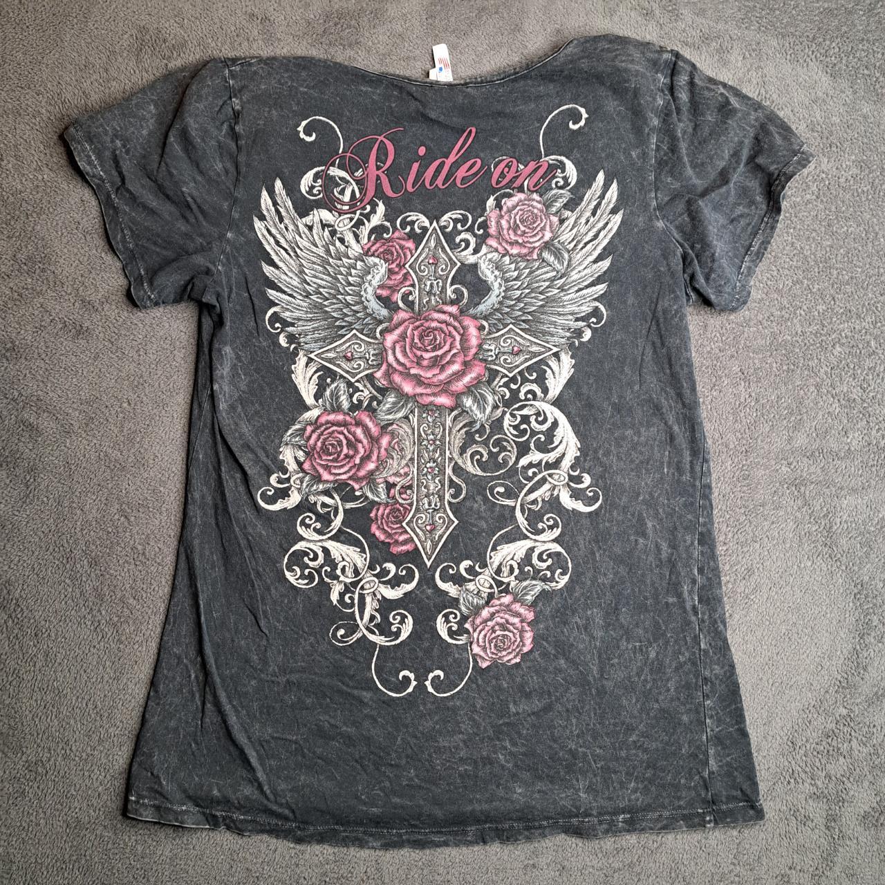 women's y2k mcbling grunge punk style bedazzled... - Depop