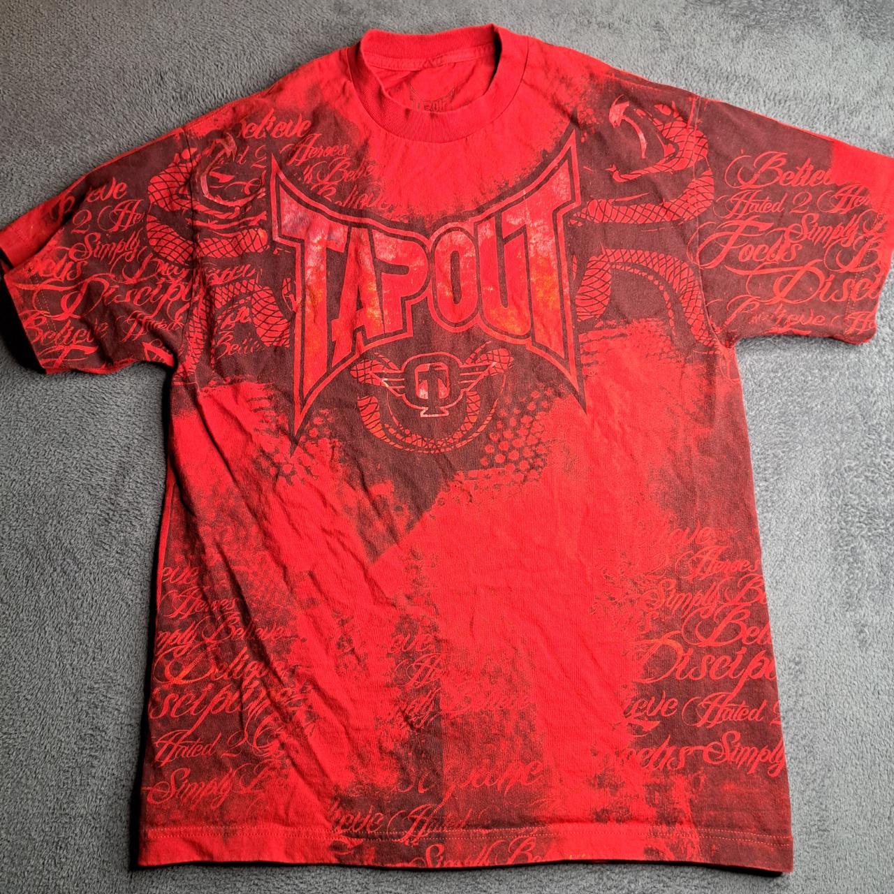 y2k grunge punk style tapout brand big print t shirt... - Depop