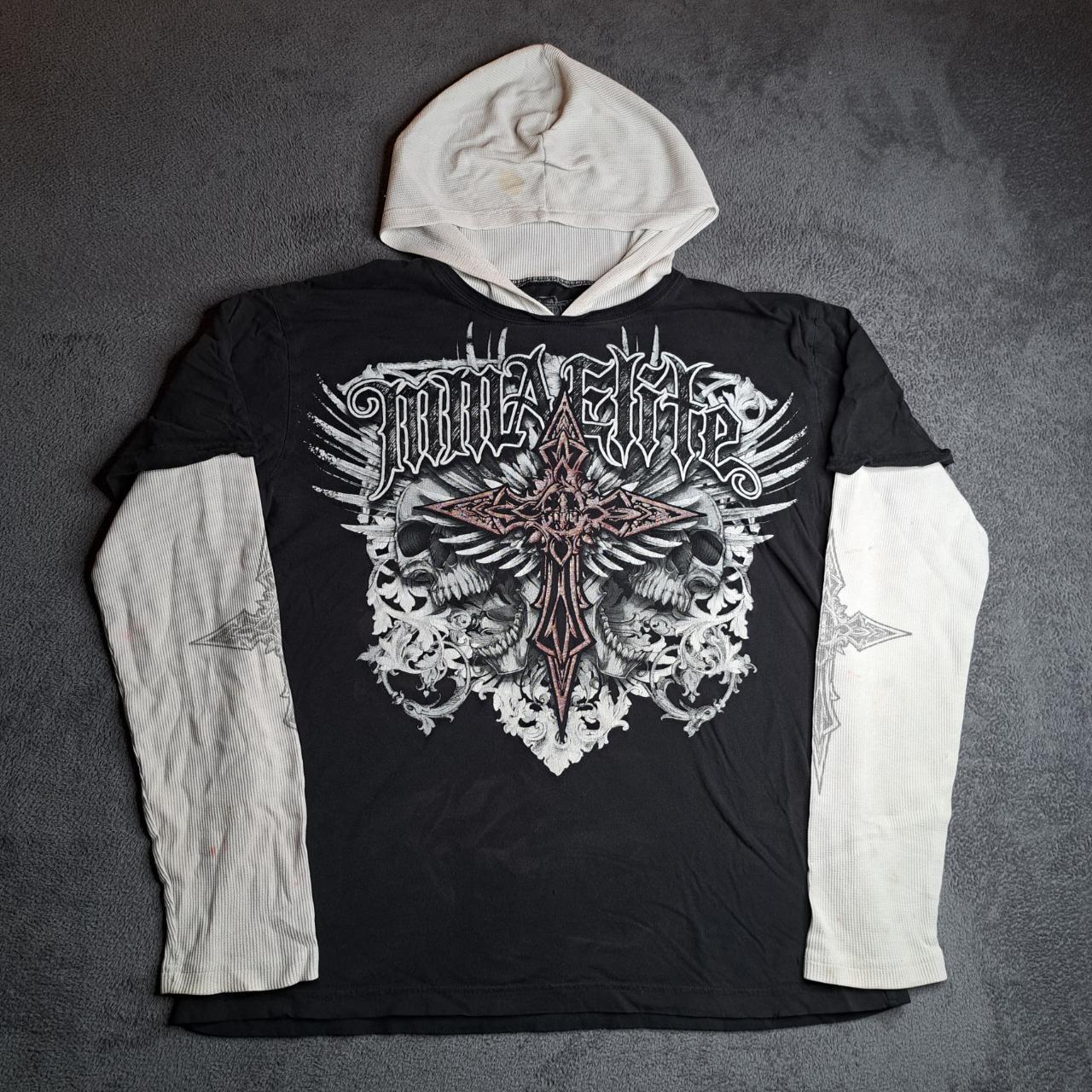 0227 - y2k grunge punk style mma elite brand hooded... | Depop