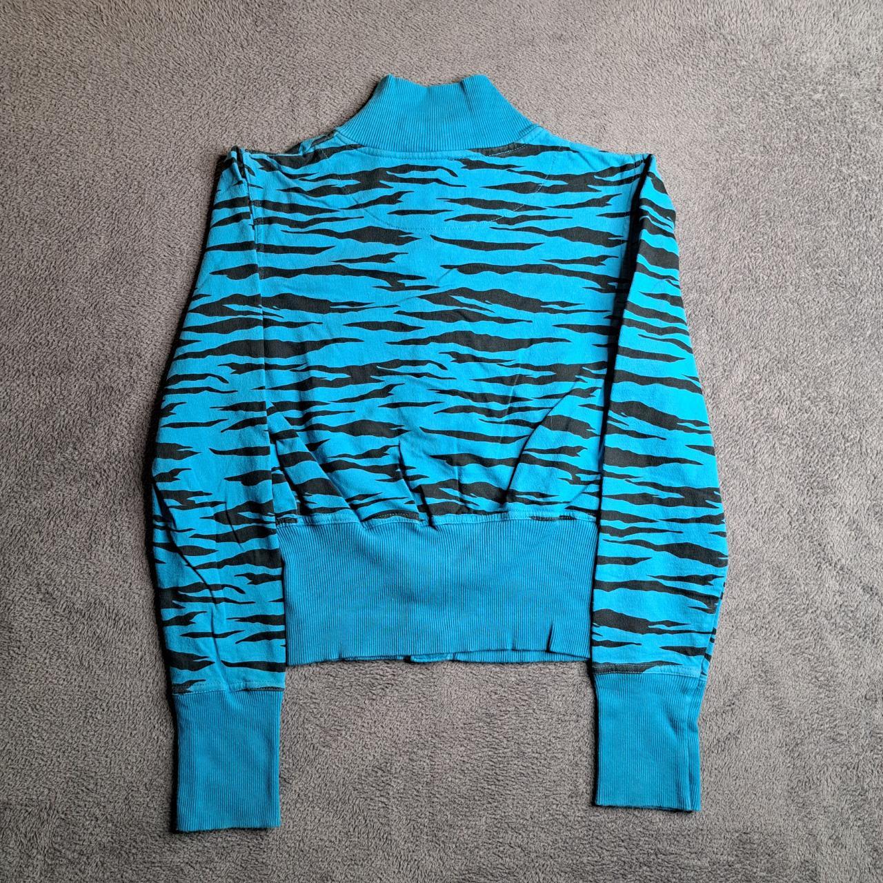 0340 - y2k zebra print blue women's button up... - Depop