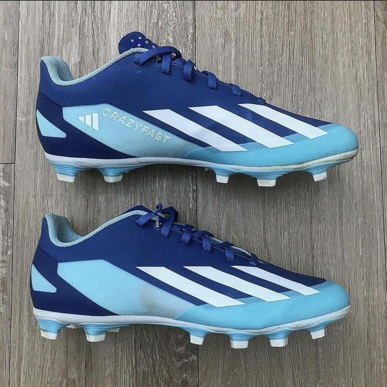 Adidas blue and white football cleats (soccer) | Depop