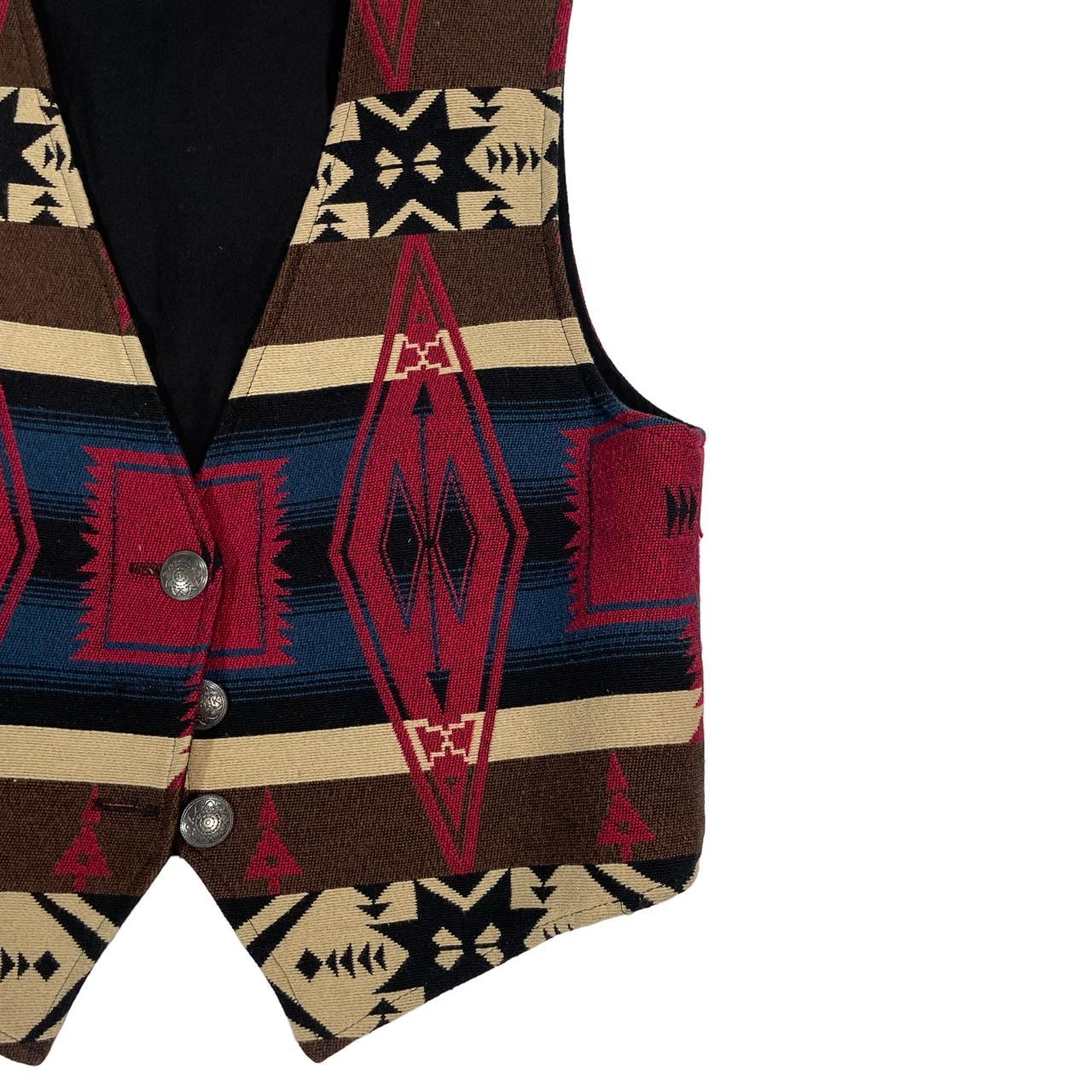 Vintage Aztec print twill vest Size medium womens -... - Depop
