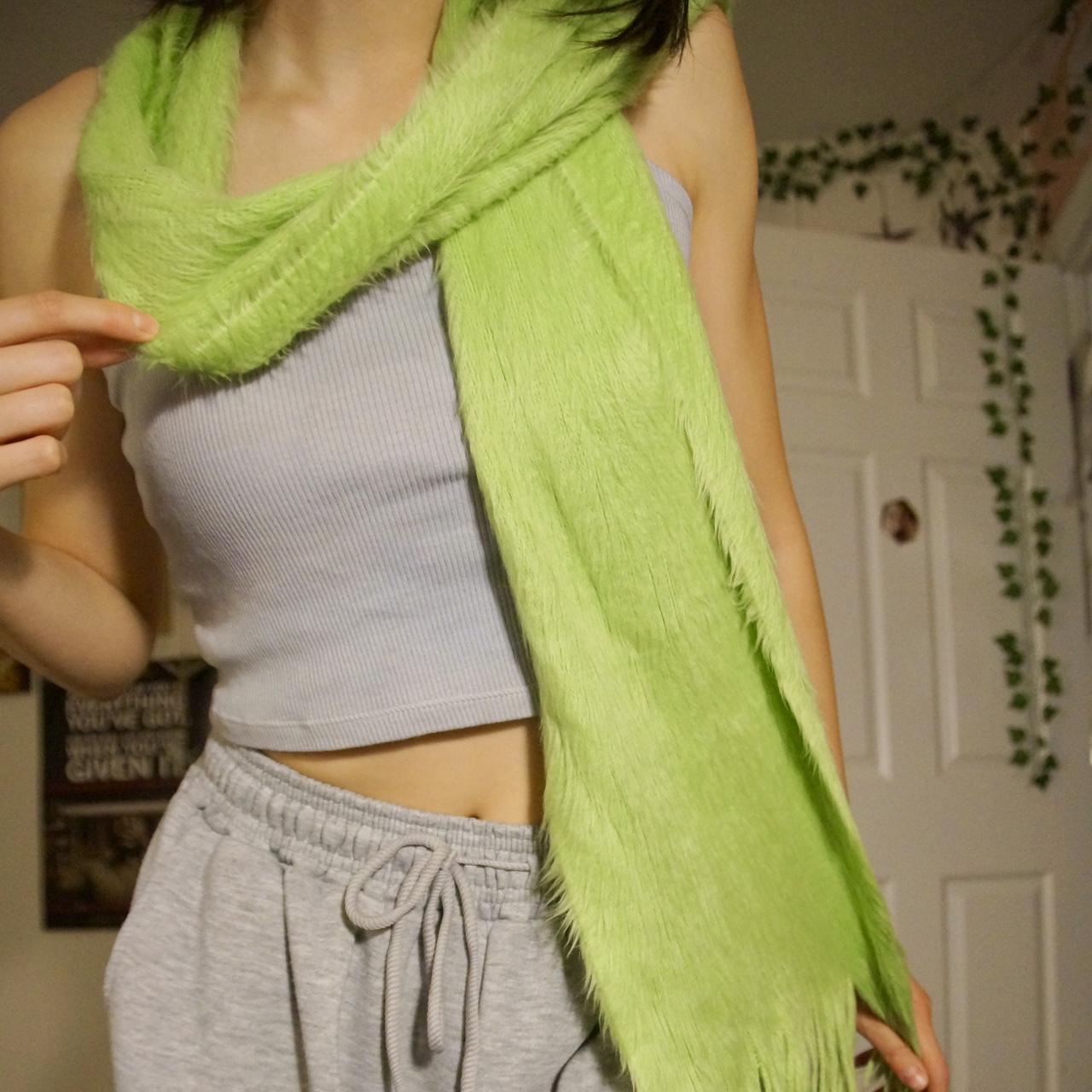 Funky Green thneed-looking scarf Very cozy fluffy... - Depop
