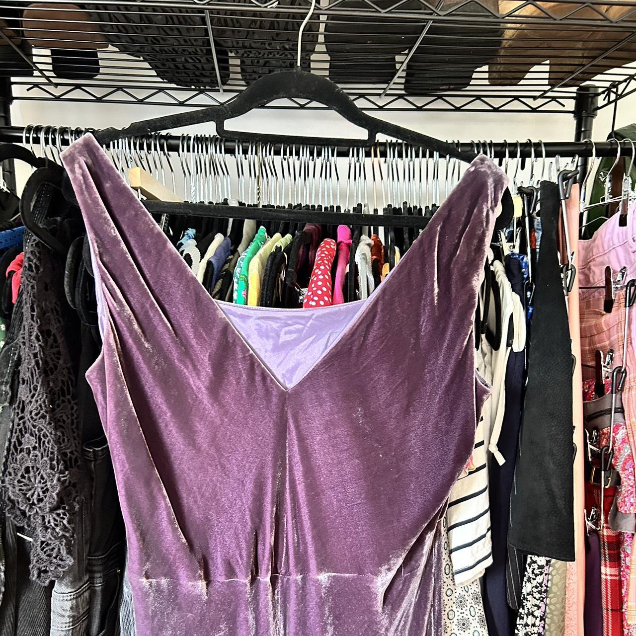 5498. Purple silk velour maxi dress from August... - Depop